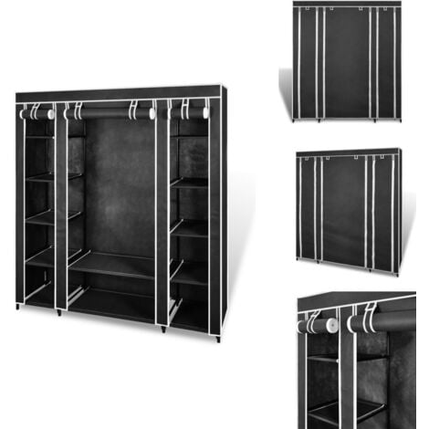 Armoire avec compartiments et tiges 45 x 150 x 176 cm Noir - Armoire ...