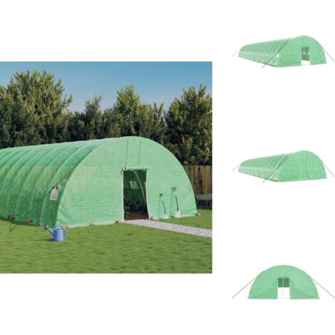 Serre avec cadre en acier vert 120 m² 20x6x2,85 m - Serre De Jardin ...