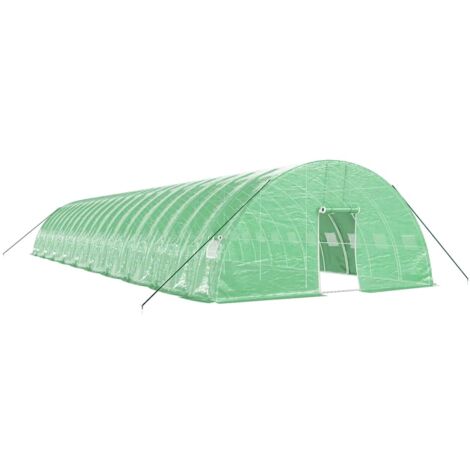 Serre avec cadre en acier vert 120 m² 20x6x2,85 m - Serre De Jardin ...