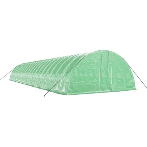 Serre avec cadre en acier vert 120 m² 20x6x2,85 m - Serre De Jardin ...