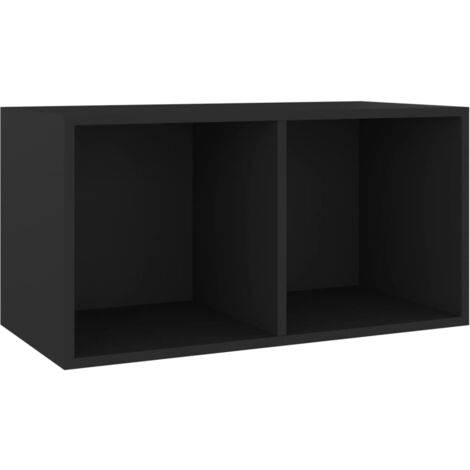 Boîte de rangement de vinyles Noir 71x34x36cm Bois d'ingénierie - Boîte ...