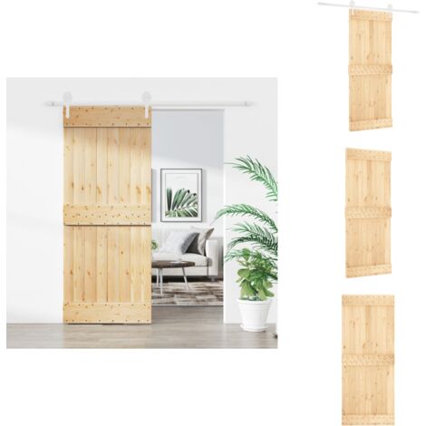 Porte coulissante et kit de quincaillerie 85x210 cm pin massif - Portes ...