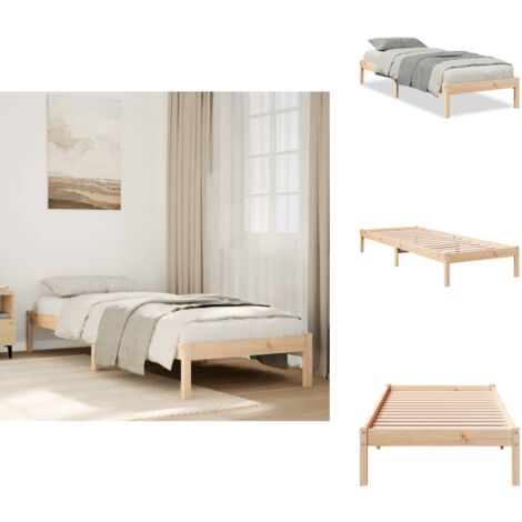 Cadre de lit extra long sans matelas 90x220 cm bois massif pin - Cadre ...