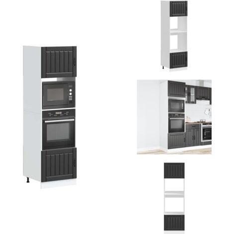 Armoires de four 2 pcs Kalmar noir bois d'ingénierie - Armoire De Four ...