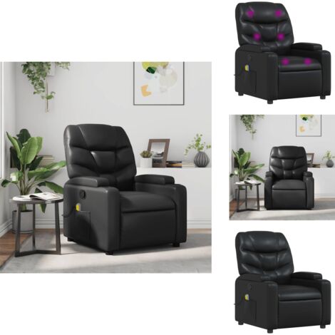 Fauteuil de massage inclinable Noir Zen Relax similicuir 105x70 cm ...