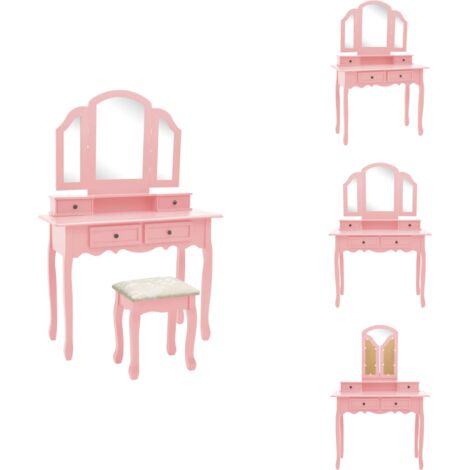 Ensemble de coiffeuse et tabouret Rose 100x40x146 cm Paulownia - Table ...