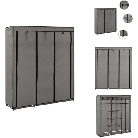 Armoire avec compartiments et barres Gris 150x45x175 cm Tissu - Garde ...