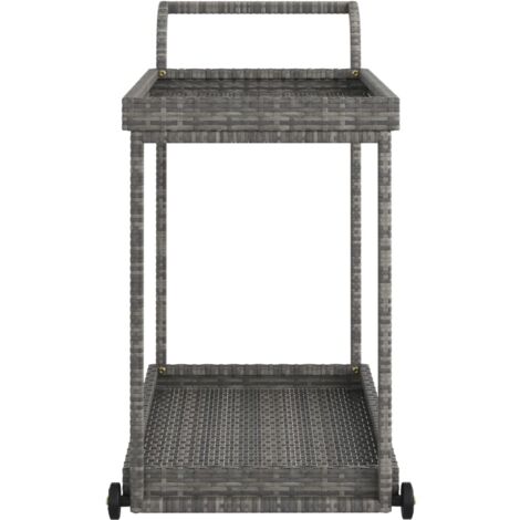 Chariot de bar Gris 100x45x83 cm Résine tressée - Chariot De Service ...