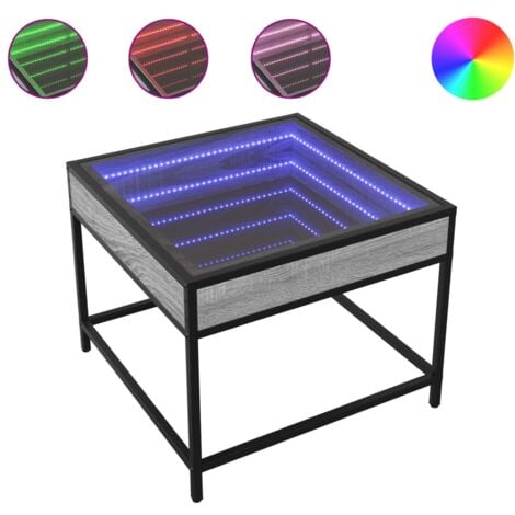 Table basse avec LED Infinity sonoma gris 50x50x41 cm - Table Basse ...