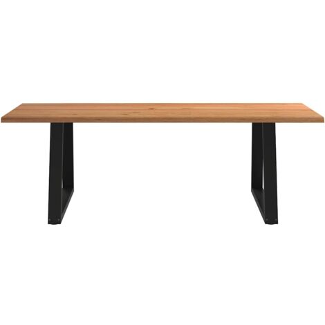 Table à manger avec bord naturel 240x100x74cm bois massif chêne - Table ...
