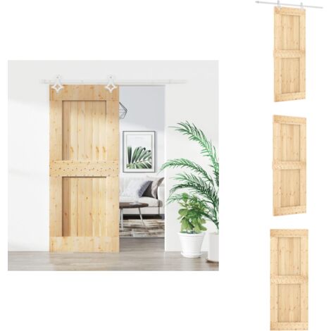 Porte coulissante et kit de quincaillerie 80x210 cm pin massif - Portes ...