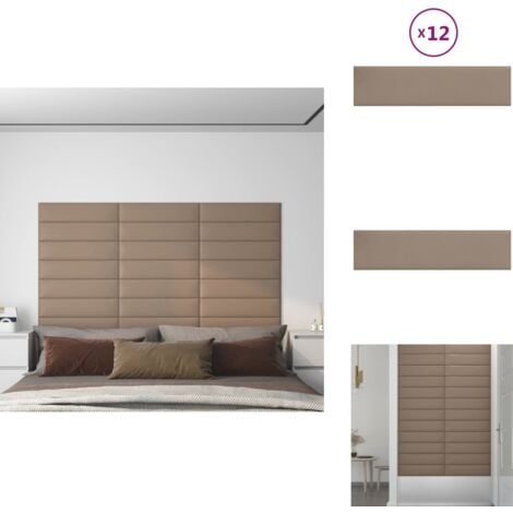 Panneaux muraux 12 pcs Cappuccino 60x15 cm Similicuir 1,08 m² - Panneau ...