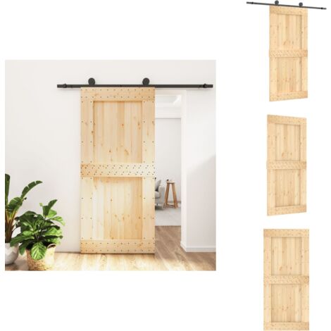 Porte coulissante et kit de quincaillerie 95x210 cm pin massif - Portes ...