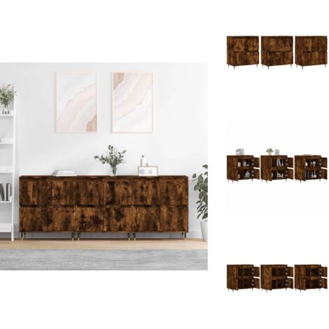 Buffets 3 pcs Chêne fumé Bois d'ingénierie - Buffet Classique - Meuble ...