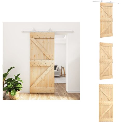 Porte coulissante et kit de quincaillerie 85x210 cm pin massif - Portes ...