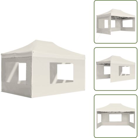Tente de réception pliable avec parois Aluminium 4,5x3 m Crème - Tents ...
