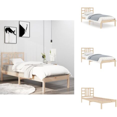 Cadre de lit sans matelas 75x190 cm bois massif - Lit Plateforme - Lit ...