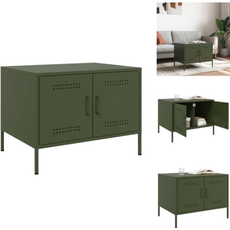 Table basse vert olive 68x50x50,5 cm acier - Table Basse Industrielle ...