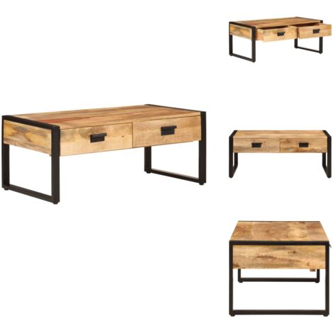 Table basse 100x54x40 cm bois de manguier solide et fer - Table Basse - Tables Basses - Table D ...