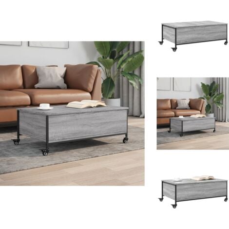 Table basse avec roulettes sonoma gris bois d'ingénierie - Table Basse ...