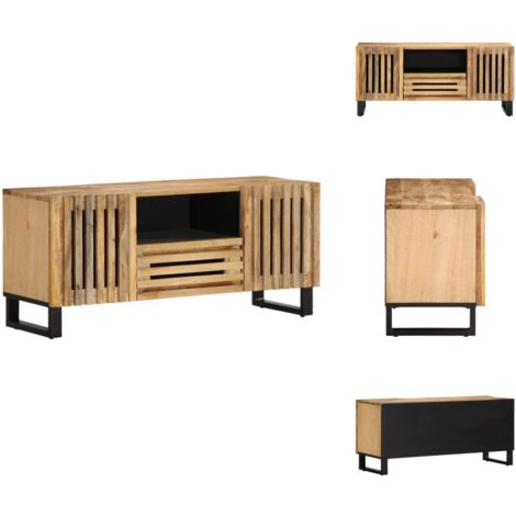 Meuble TV 100x34x46 cm bois massif de manguier brut - Meuble TV ...
