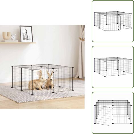 Cage animaux de compagnie à 12 panneaux et porte Noir 35x35 cm - Cage ...