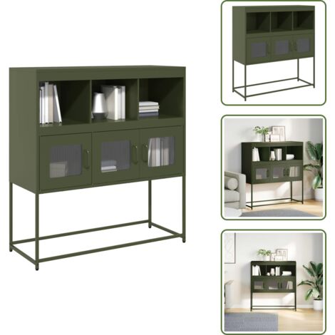 Buffet vert olive 100,5x39x107 cm acier laminé à froid - Buffet ...