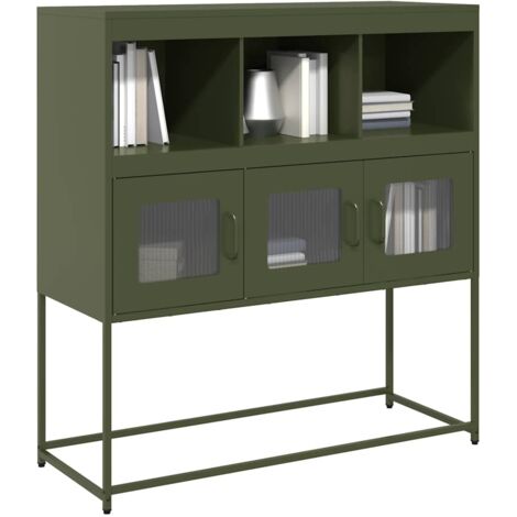 Buffet vert olive 100,5x39x107 cm acier laminé à froid - Buffet ...