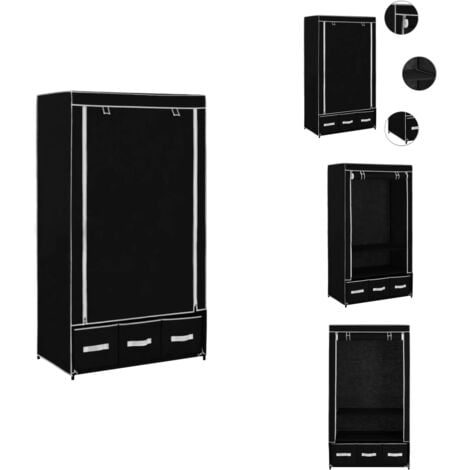 Garde-robe Noir 87 x 49 x 159 cm Tissu - Armoire Pliante - Meuble De ...