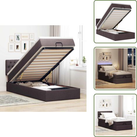 Lit ottoman avec matelas marron foncé 100x200 cm tissu - Lit Ottoman ...