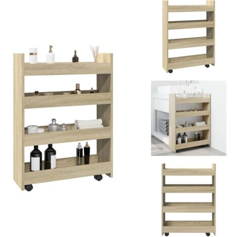 Chariot de rangement étroit 4 niveaux chêne sonoma - Chariot De ...