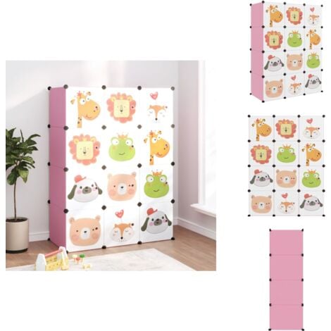 Armoire de rangement pour enfants avec 12 cubes Rose PP - Meuble Enfant ...