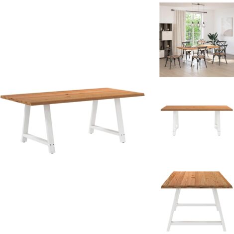 Table à manger bord naturel bois massif chêne rectangulaire - Table À ...