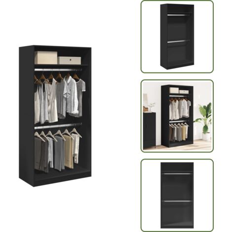 Garde-robe Noir 100x50x200 cm Aggloméré - Garde-robe - Garde-robes ...