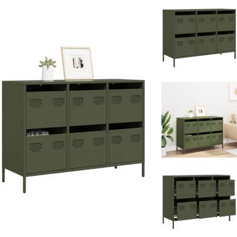 Buffet vert olive 101,5x39x73,5 cm acier laminé à froid - Buffet ...