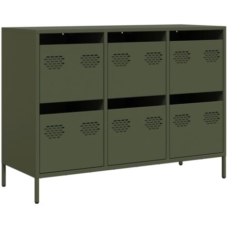Buffet vert olive 101,5x39x73,5 cm acier laminé à froid - Buffet ...
