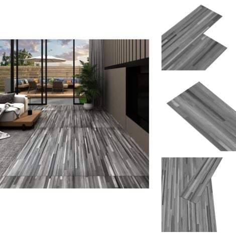 Planches de plancher PVC autoadhésif 2,51 m² 2 mm Gris rayé - Carrelage ...