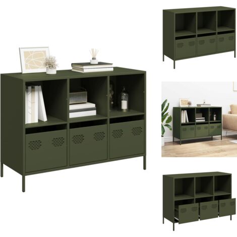 Buffet vert olive 101,5x39x73,5 cm acier laminé à froid - Buffet ...