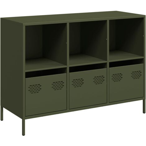 Buffet vert olive 101,5x39x73,5 cm acier laminé à froid - Buffet ...