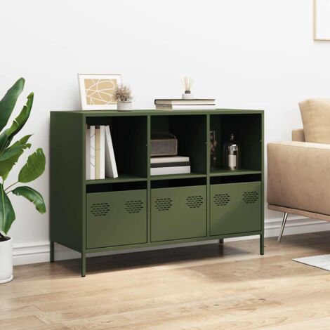 Buffet vert olive 101,5x39x73,5 cm acier laminé à froid - Buffet ...