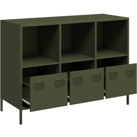 Buffet vert olive 101,5x39x73,5 cm acier laminé à froid - Buffet ...