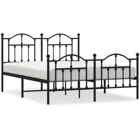 Lit double en métal noir 140x200cm contemporain structure de chambre ...