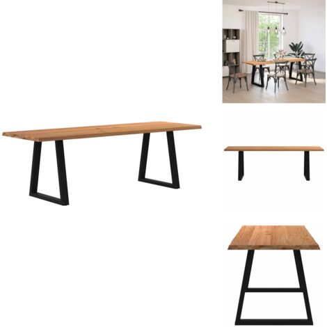 Table à manger avec bord naturel 240x80x74 cm bois massif chêne - Table ...