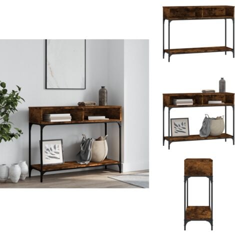 Table console chêne fumé 100x30,5x75 cm bois d'ingénierie - Table Basse ...