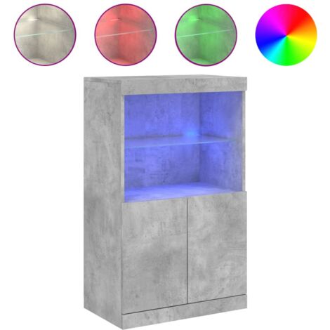 Buffet avec lumières LED gris béton 60,5x37x100 cm - Buffet Design ...
