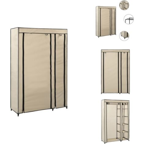 Garde-robe pliable Crème 110x45x175 cm Tissu - Armoire Pliante - Meuble ...
