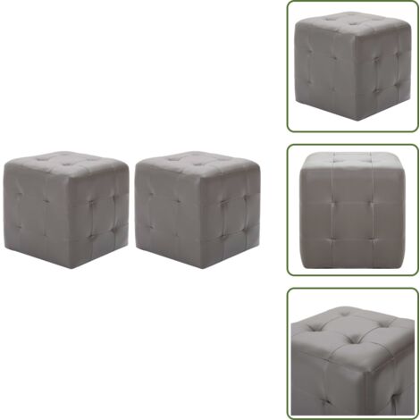 2 pcs Poufs Gris 30 x 30 x 30 cm Similicuir - Pouf Gris - Pouf Design ...