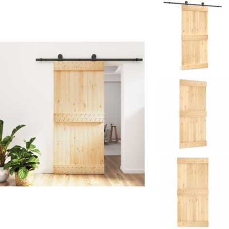 Porte coulissante et kit de quincaillerie 95x210 cm pin massif - Portes ...