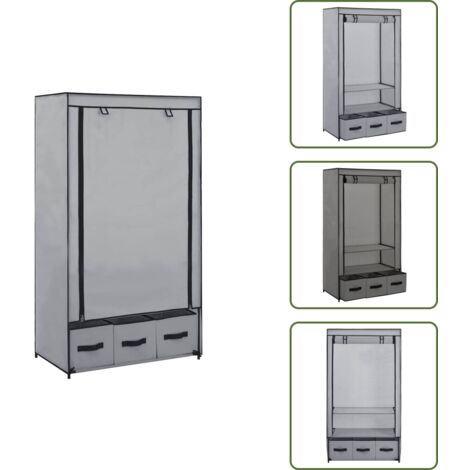 Garde-robe Gris 87 x 49 x 159 cm Tissu - Armoire Pliante - Armoire ...