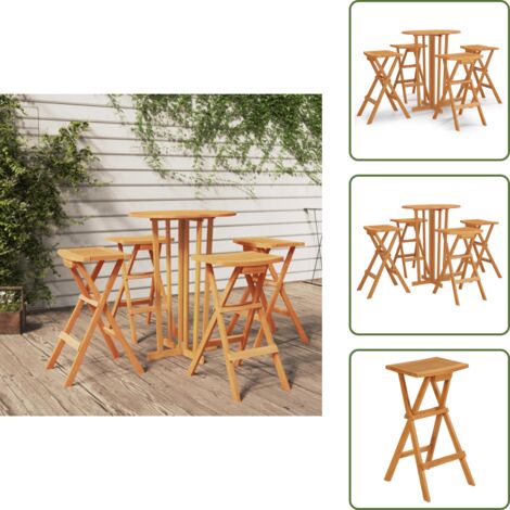 Ensemble de bar pliable 5 pcs Bois de teck massif - Ensemble De Bar ...